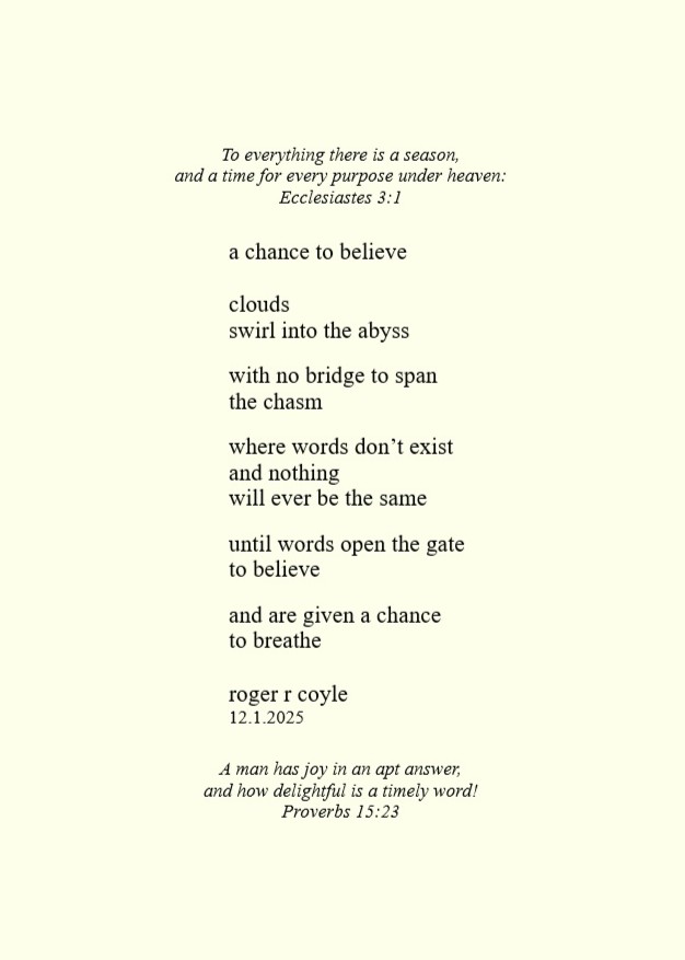 a chance to believe – Roger R Coyle – Author